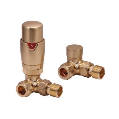 Royal Bathrooms Arno Brushed Brass Round Valve Pair Designer Corner ...