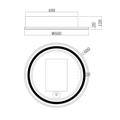 Royal Bathrooms Avenza 600 x 600mm Matt Black Frontlit LED Cabinet ...