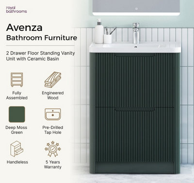 Royal Bathrooms Avenza 800mm Fluted Floor Standing Vanity Unit Deep ...