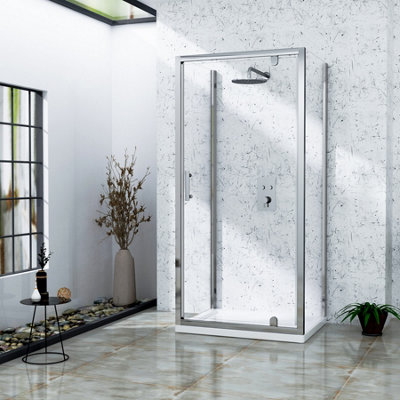 Royal bathrooms Cube 800 x 700mm Rectangular Pivot Door 3-Sided Shower ...