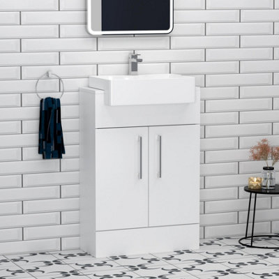 Royal Bathrooms Elena 600mm Gloss White Floor Standing Bathroom Vanity ...