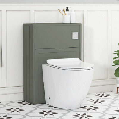Royal Bathrooms Elmore 550mm Matte Green BTW WC Unit with Elva Rimless ...