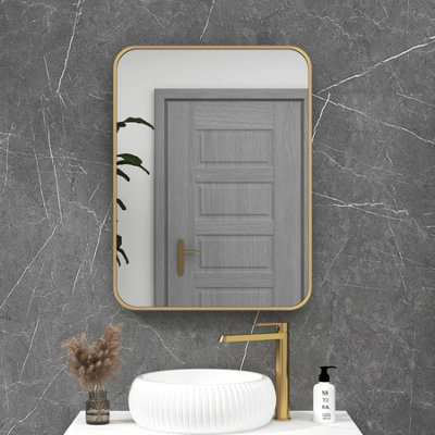 Royal Bathrooms Elmore 600 x 800mm Brushed Brass Framed Bathroom Mirror ...