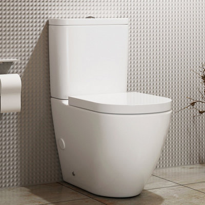 ROYAL BATHROOMS ELVA RIMLESS CLOSE COUPLED TOILET GLOSS WHITE ROUND PAN ...