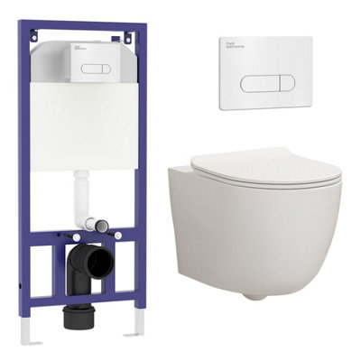 Royal Bathrooms Elva Rimless Wall Hung Toilet, Aqua Chrome Plate Wall ...