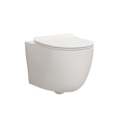 Royal Bathrooms Elva Rimless Wall Hung Toilet Gloss White Round Pan ...