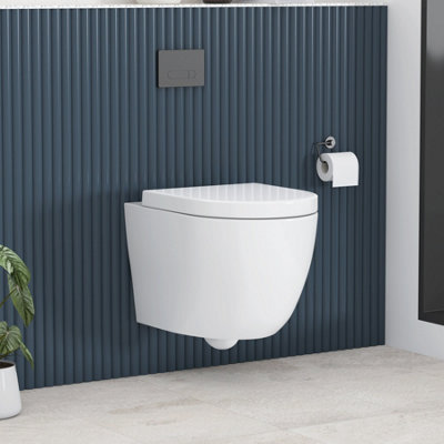 Royal Bathrooms Elva Wall Hung Rimless Toilet Gloss White Round Pan ...