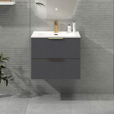 Royal Bathrooms Evora 700mm Graphite Grey Wall Hung Bathroom Vanity ...