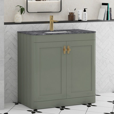 Royal bathrooms Henley 800mm Sage Green Floor Standing Vanity Unit 2 ...