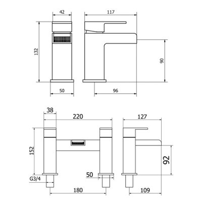 Royal Bathrooms Kartell Phase Bath Filler And Mono Basin Mixer Tap With ...