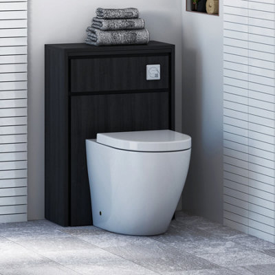 Royal Bathrooms Livora 555mm Black Woodgrain BTW WC Unit with Elva ...