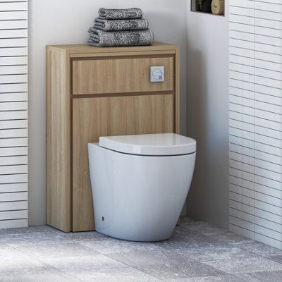 Royal Bathrooms Livora 555mm Natural Oak BTW WC Unit with Elva Rimless ...