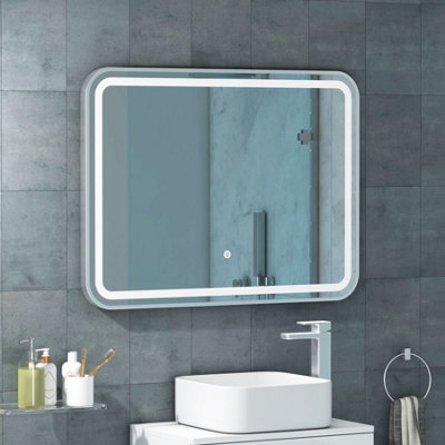 Royal Bathrooms Luna 800 x 600mm Chrome Front Lit LED Framed Bathroom ...