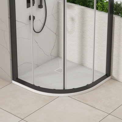 Royal Bathrooms Luxor Quadrant White Slate Effect Stone Shower Tray 800 ...
