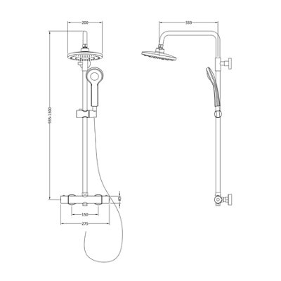 Royal Bathrooms Milan Matt Black Round Exposed Thermostatic Bar Mixer ...