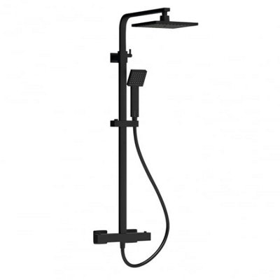 Royal Bathrooms Milan Matt Black Square Exposed Thermostatic Bar Mixer ...