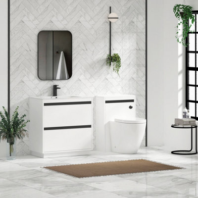 Royal Bathrooms Orion 800mm Matt White 2 Drawer Floor Standing Bathroom ...