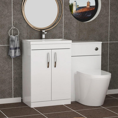 Royal Bathrooms Turin 1100mm Gloss White 2-Doors Mid-Edge Basin with ...