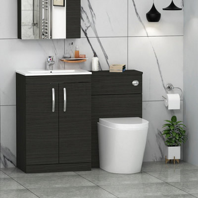 Royal Bathrooms Turin 1100mm Hale Black 2-Doors Minimalist Basin with ...