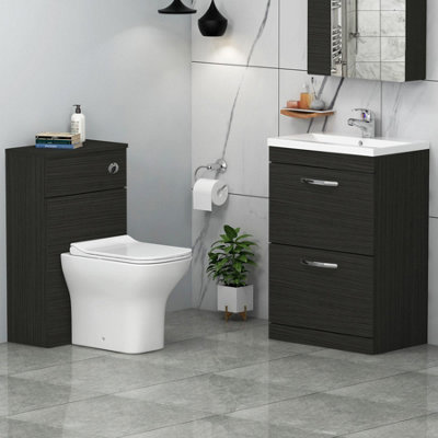 Royal Bathrooms Turin 1100mm Hale Black 2-Drawers Mid-Edge Basin with ...