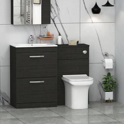 Royal Bathrooms Turin 1100mm Hale Black 2-Drawers Minimalist Basin with ...