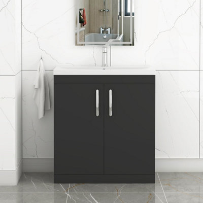 Royal Bathrooms Turin 800mm Matte Black Floor Standing Vanity Unit 2 ...