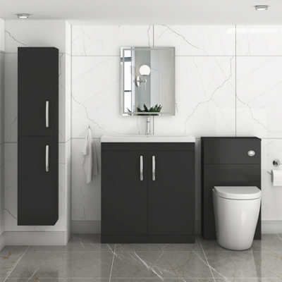 Royal Bathrooms Turin 800mm Matte Black Floor Standing Vanity Unit 2 ...