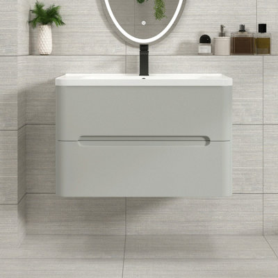 Royal Bathrooms Venice 800mm Matt Dove Grey Wall Hung Vanity Unit 2 ...