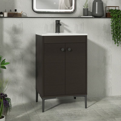 Royal Bathrooms Verona 500mm Walnut Woodgrain Floor Standing Bathroom ...