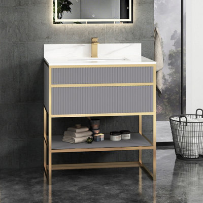 Royal Bathrooms Vienna 750mm Rock Grey Freestanding Bathroom Cabinet ...