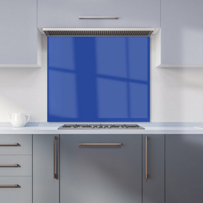 Royal Blue Glass Kitchen Splashback at B&Q