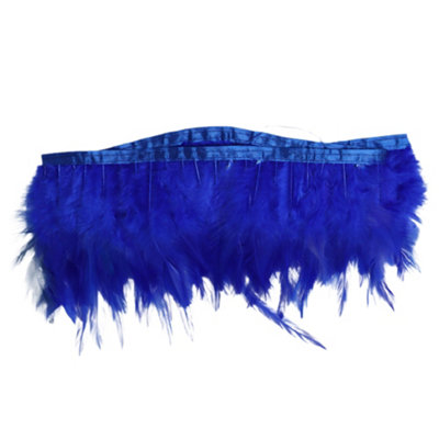Royal Blue Rooster Feathers Fringe for Costumes, Dress, 2 Metres