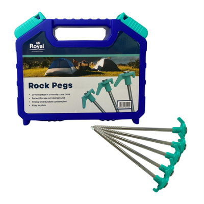 Royal Leisure 20 Heavy-Duty Rock Pegs with Case for Tent and Awning