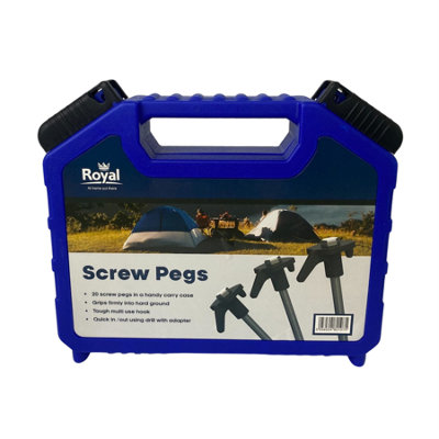 Royal Leisure 20 Screw Thread Pegs with Drill Adapter and Carry Case