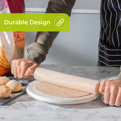 Royalford 11inch White Marble Round Chapati Roti Rolling Board Cheese ...