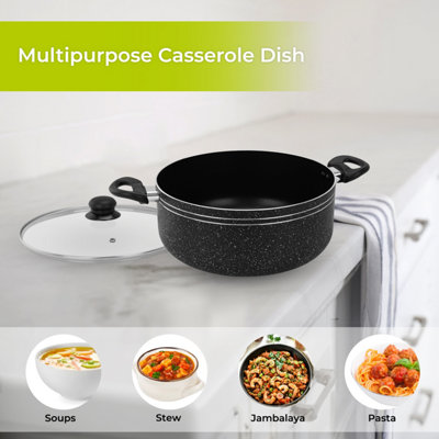 Royalford 28Cm Casserole Dish with Tempered Glass Lid Cooking Pot ...
