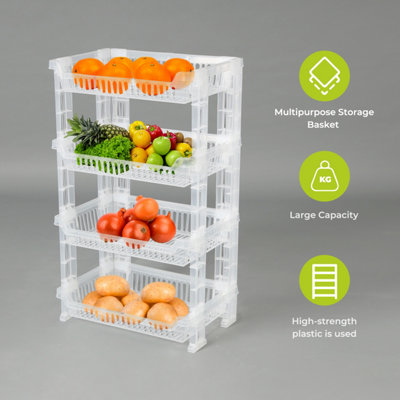 Royalford 4 Layer Vegetable Rack, Transparent Detachable Stackable ...