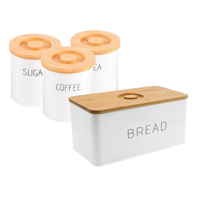 Royalford 4pc Bread Box and Canister Set for Kitchen Countertop Storage ...