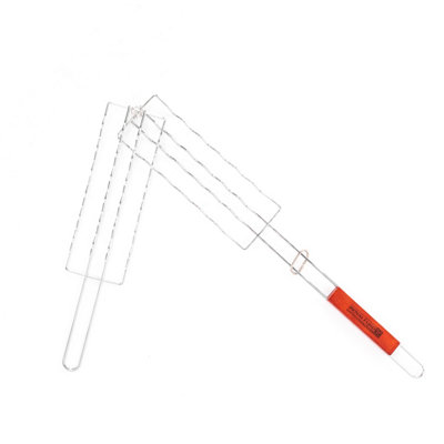 Royalford Grilling Basket, BBQ Grill Rack with Wooden Handle Sausage ...