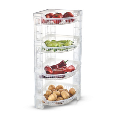 Royalford Kitchen Corner Vegetable Basket 4 Tier Transparent Rack ...