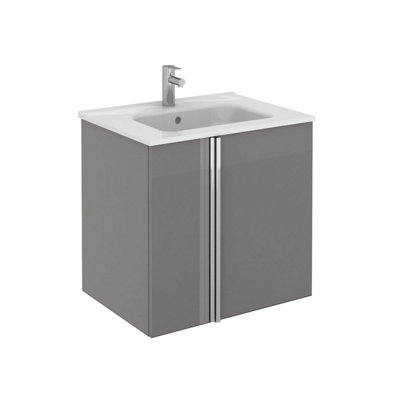 Royo Onix 2 Drawer Wall Hung Vanity Unit & Basin Graphite 600mm | DIY ...