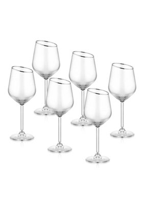 Rozi Gina Collection Slanted Wine Glasses, Set of 6 - Silver | DIY at B&Q