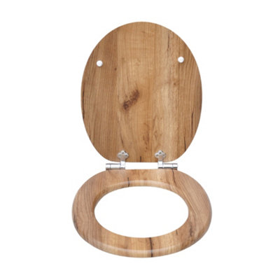 RTS Teak Oak MDF Close Toilet Seat