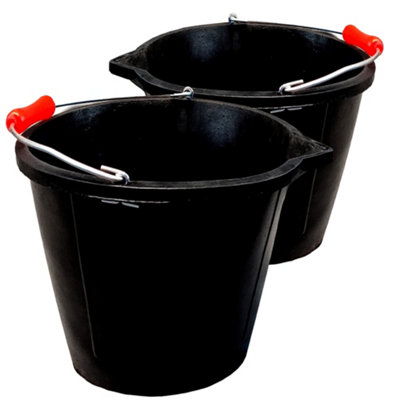 Rubber Black 14L Bucket 3 Gallon - Pack of 2