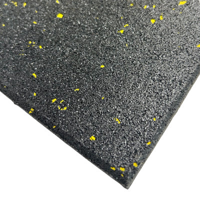 Rubber Crumb Gym Floor Tiles - 1m x 1m - 10mm - Yellow Fleck