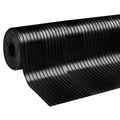 Rubber Flooring Matting - 2m x 4m x 3mm - Wide Ribbed - Workshop Garage ...