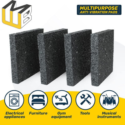 Rubber Pads 100x100x10mm Set of 4 Non-Slip Pads Anti-Vibration.