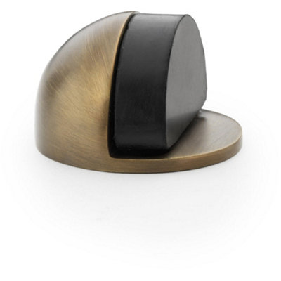 Rubber Tip Floor Mounted Oval Doorstop 44 x 28mm Antique Brass Half ...