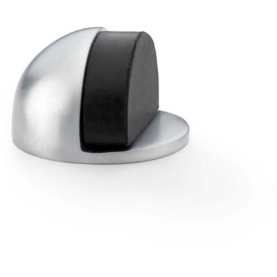 Rubber Tip Floor Mounted Oval Doorstop 44 x 28mm Satin Chrome Half Moon ...
