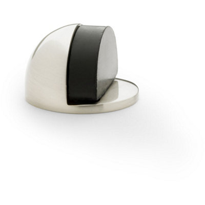 Rubber Tip Floor Mounted Oval Doorstop 44 x 28mm Satin Nickel Half Moon ...